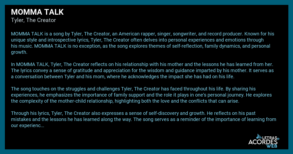 Meaning Of Momma Talk By Tyler The Creator The Story Behind